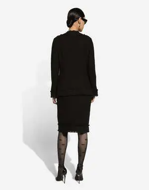 Dolce & Gabbana Tweed Midi Skirt With Dg Logo