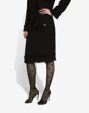 Dolce & Gabbana Tweed Midi Skirt With Dg Logo