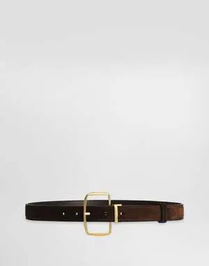 Dolce & Gabbana Split Calfskin Belt With Dg Logo Belts - Brown