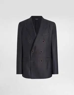 Dolce & Gabbana Double-breasted Taormina Jacket In Bird's Eye Wool Suits And Blazers - Multicolor