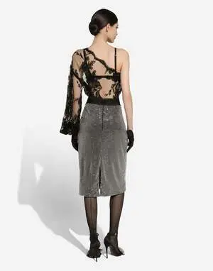 Dolce & Gabbana Crystal Mesh Calf-length Skirt
