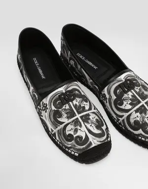 Dolce & Gabbana Shell-print Canvas Espadrilles Sandals And Slides