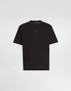 Dolce & Gabbana Cotton T-shirt With Logo Embroidery T-shirts And Polos - Black