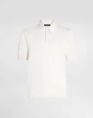 Dolce & Gabbana Silk Polo-shirt With Logo Embroidery Sweaters And Cardigans - White