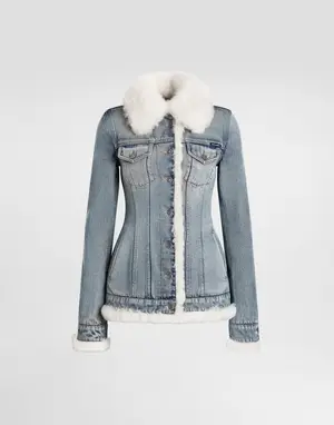 Dolce & Gabbana Denim Jacket With Fur Effect Details Denim And Jeans Multi-colored - Multicolor