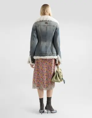 Dolce & Gabbana Denim Jacket With Fur Effect Details Denim And Jeans Multi-colored