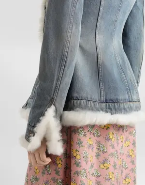 Dolce & Gabbana Denim Jacket With Fur Effect Details Denim And Jeans Multi-colored