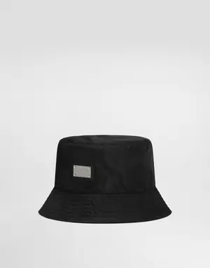 Dolce & Gabbana Nylon Bucket Hat With Branded Plate Hats And Gloves Cotton - Black