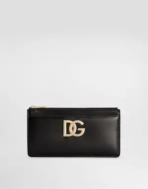 Dolce & Gabbana Large Calfskin Card Holder With Dg Logo Wallets And Small Leather Goods Leather - Black