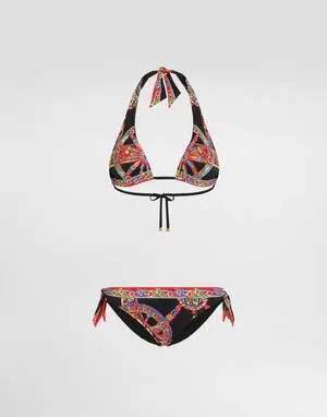 Dolce & Gabbana Carretto-print Triangle Bikini Set - Multicolor
