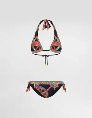Dolce & Gabbana Carretto-print Triangle Bikini Set - Multicolor