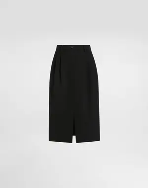 Dolce & Gabbana Midi Skirt In Double Wool Crêpe Skirts - Black