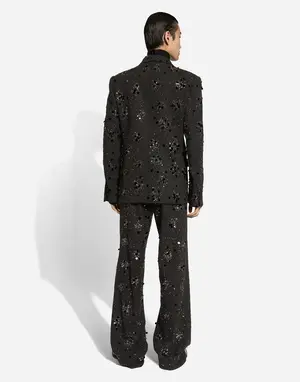 Dolce & Gabbana Embellished Stretch Wool Blend Tailored Trousers