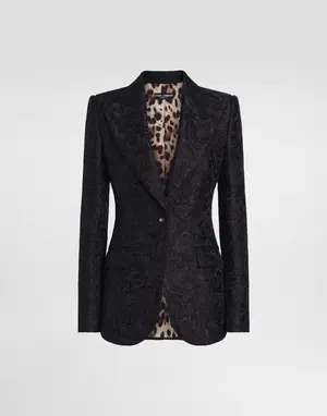 Dolce & Gabbana Single-breasted Floral Quilted Jacquard Turlington Jacket Blazers - Black