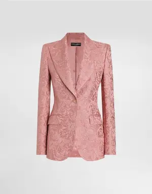 Dolce & Gabbana Single-breasted Floral Quilted Jacquard Turlington Jacket Blazers - Pink