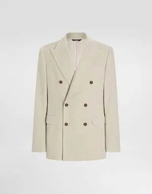 Dolce & Gabbana Double-breasted Velvet Jacket Suits And Blazers - Beige