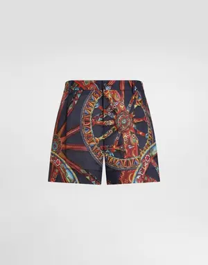 Dolce & Gabbana Carretto-print Linen Bermuda Shorts