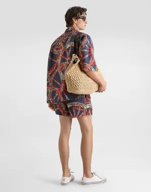 Dolce & Gabbana Carretto-print Linen Bermuda Shorts