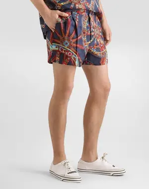 Dolce & Gabbana Carretto-print Linen Bermuda Shorts