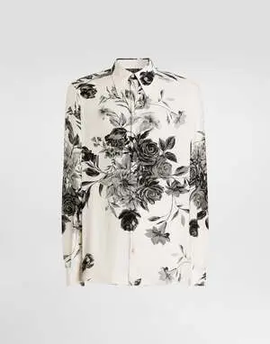 Dolce & Gabbana Flower Bouquet-print Gold Jacquard Shirt Shirts - Multicolor