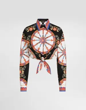 Dolce & Gabbana Carretto-print Cotton Poplin Shirt Shirts And Tops Multi-colored - Multicolor