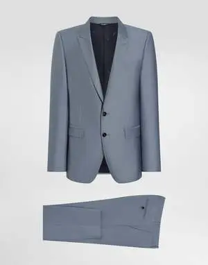 Dolce & Gabbana Single-breasted Wool And Silk Suit Suits And Blazers - Azure