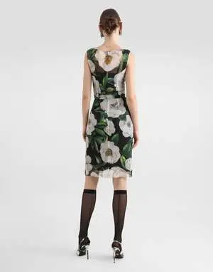 Dolce & Gabbana Gardenia Silk Chiffon Midi Dress - Print