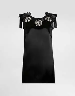 Dolce & Gabbana Stretch Satin Dress Dresses Satin - Black