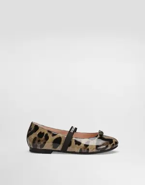 Dolce & Gabbana Ballet Flats In Ed Shiny Calfskin Shoes Animal Leather - Print