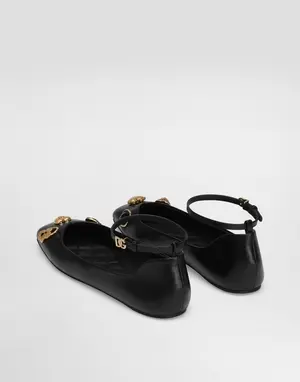 Dolce & Gabbana Leather Ballet Flats With Embellished Detailing