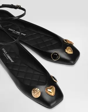 Dolce & Gabbana Leather Ballet Flats With Embellished Detailing