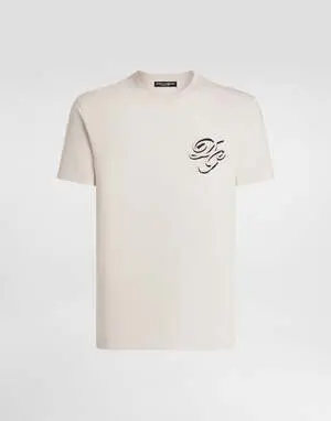 Dolce & Gabbana Cotton T-shirt With Embroidery T-shirts And Polos - Cream