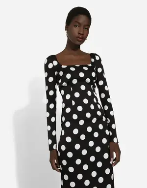 Dolce & Gabbana Silk Charmeuse Sheath Dress With Polka Dot