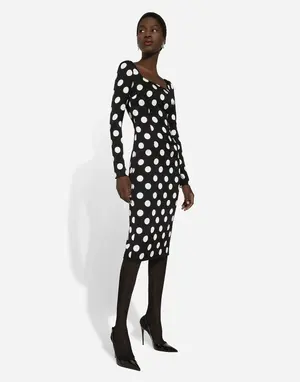 Dolce & Gabbana Silk Charmeuse Sheath Dress With Polka Dot