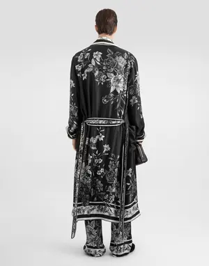 Dolce & Gabbana Flower Bouquet-print Jacquard Twill Robe Underwear And Loungewear