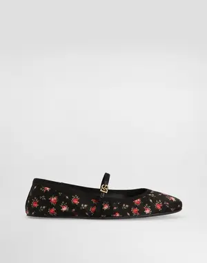 Dolce & Gabbana Satin Ballet Flats With Little Roses Print Flat Shoes - Multicolor