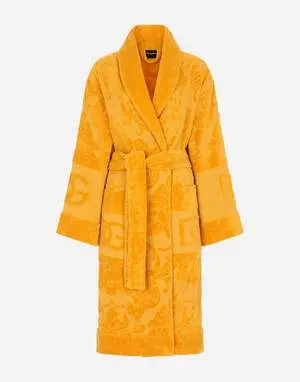 Dolce & Gabbana Bath Robe In Terry Cotton Jacquard Monochrome Bathrobes - Multicolor
