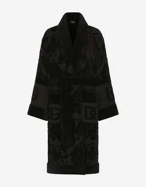 Dolce & Gabbana Bath Robe In Terry Cotton Jacquard Monochrome Bathrobes - Multicolor