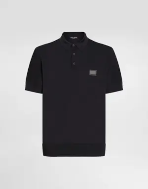 Dolce & Gabbana Wool Polo-shirt With Branded Tag Sweaters And Cardigans Wool - Blue