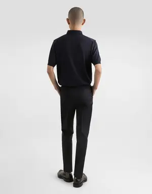 Dolce & Gabbana Wool Polo-shirt With Branded Tag Sweaters And Cardigans Wool - Blue