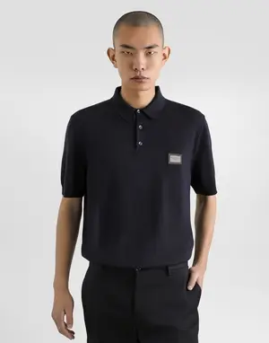Dolce & Gabbana Wool Polo-shirt With Branded Tag Sweaters And Cardigans Wool - Blue