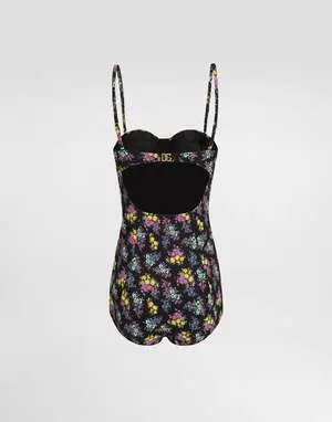 Dolce & Gabbana Small Floral-print Balconette One-piece Swimsuit - Multicolor