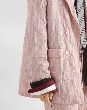 Dolce & Gabbana Crinkled Striped Fabric Shirt-style Vanity Robe Shirts - Multicolor