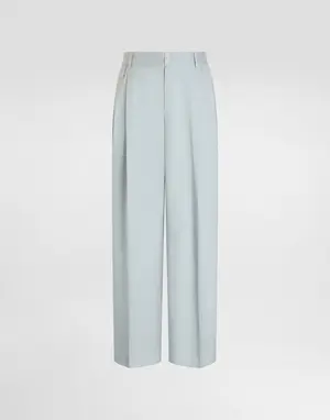 Dolce & Gabbana Shantung Viscose Trousers - Azure