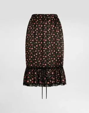 Dolce & Gabbana Rose-print Flounce Skirt - Multicolor
