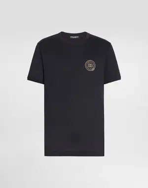 Dolce & Gabbana Cotton T-shirt With Patch T-shirts And Polos - Blue
