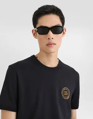 Dolce & Gabbana Cotton T-shirt With Patch T-shirts And Polos - Blue
