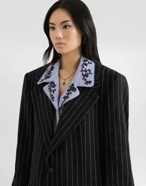 Dolce & Gabbana Sicilia Single-breasted Pinstripe Jacket In Wool And Linen