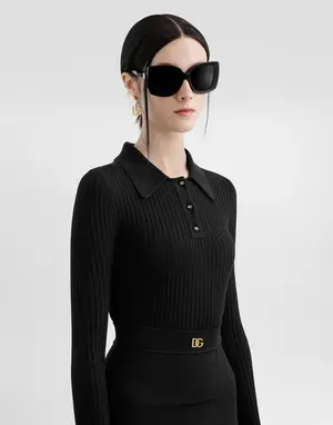 Dolce & Gabbana Ribbed Wool Polo-style Sweater Sweaters And Cardigans