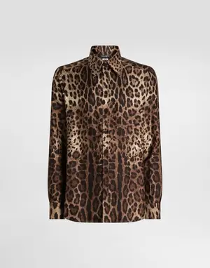 Dolce & Gabbana Leopard- Gold Twill Shirt Shirts Animal - Print